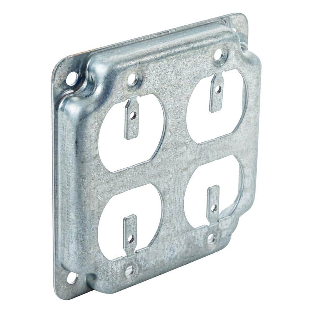 Southwire 4 in. Steel Metallic, Square Box Cover, 2-Duplex, 1/2 in ...