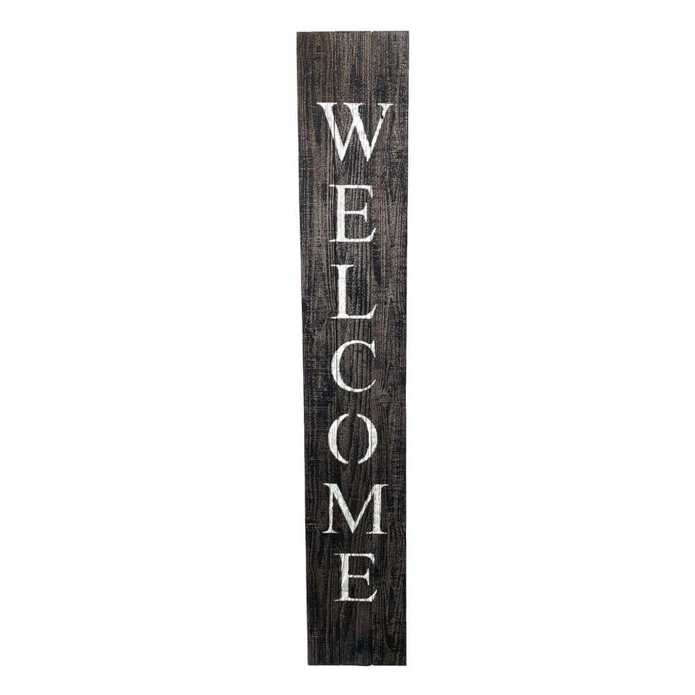HomeRoots Victoria Welcome Wood Decorative Sign 2000384911 - The Home Depot