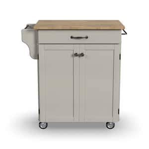 HOMESTYLES Dolly Madison White Kitchen Cart with Natural Wood Top 4509-95