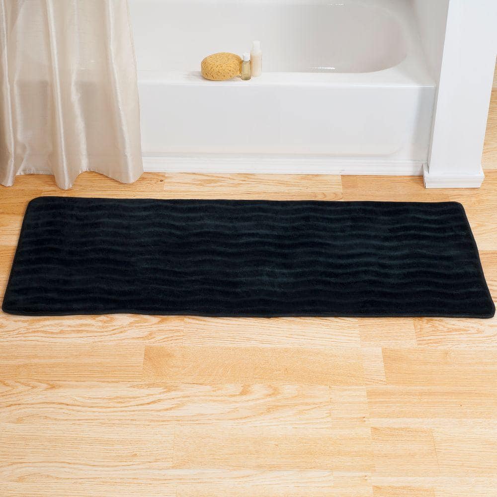 Lavish Home Black 24.25 in. x 60 in. Memory Foam Extra Long Bath Mat 67 ...