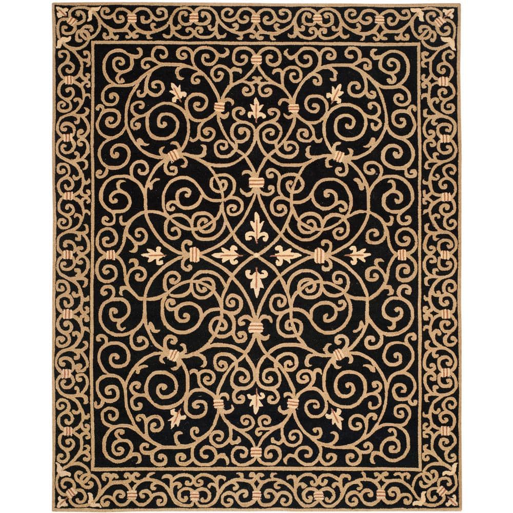 SAFAVIEH Chelsea Black 8 ft. x 10 ft. Interlaced Floral Border Area Rug ...