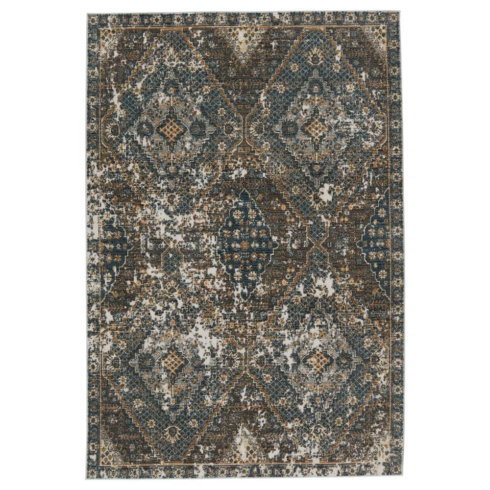 VIBE BY JAIPUR LIVING Julia Blue/Gold 4 ft. x 5 ft. 7 in. Medallion ...