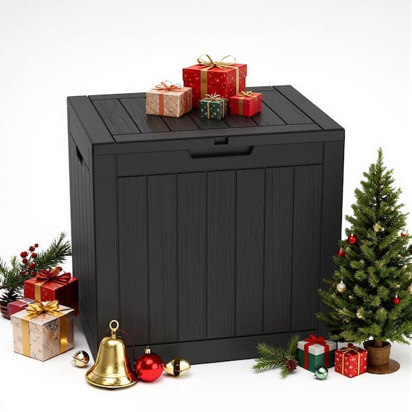 OUPES 31 Gal. Black Resin Outdoor Storage Deck Box 30GB-BLK - The Home ...