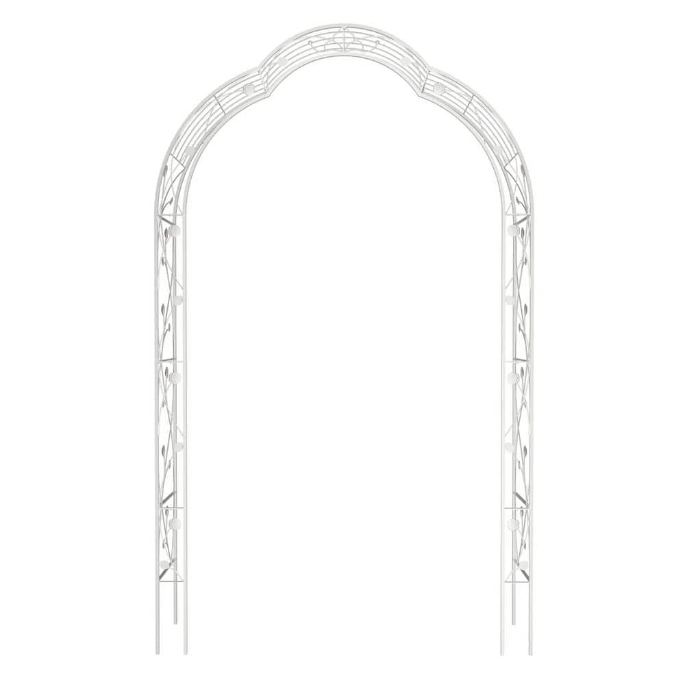 98.4 in. x 59 in. Metal White Garden Arbor Trellis for Wedding Arch, Party Archway QDT-68F - The ...