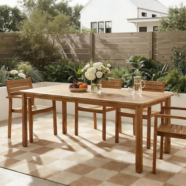 CHRISTOPHER KNIGHT HOME Lucinda Light Teak Wood Outdoor Patio Rectangle ...