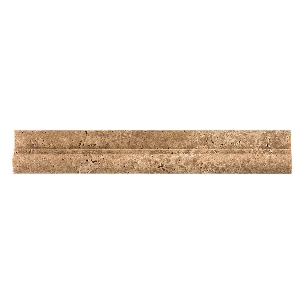Jeffrey Court Noce Brown 1.875 in. x 12 in. Honed Travertine Wall Crown ...