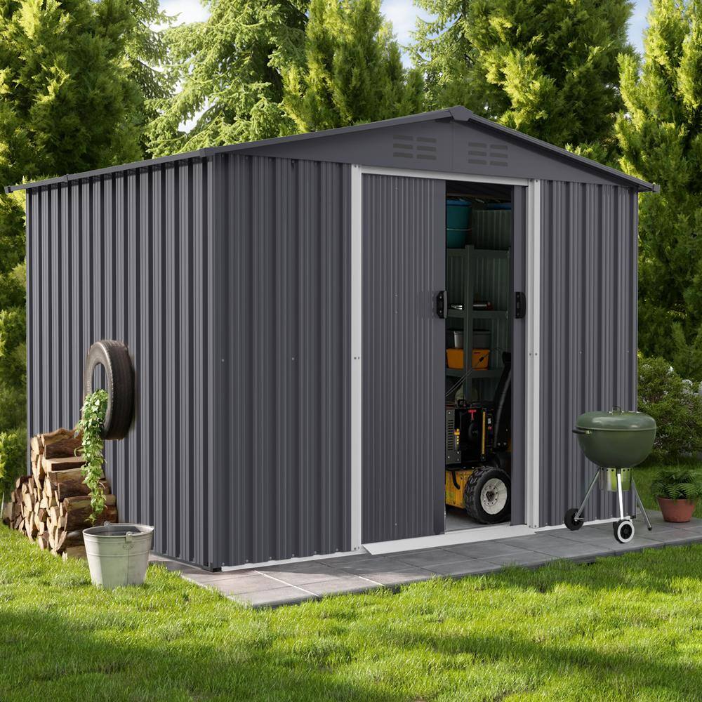 Staykiwi 8 ft. W x 6 ft. D Metal Shed with Sliding Doors (48 sq. ft ...