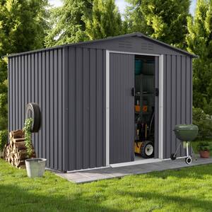 Thanaddo 8 ft. W x 6 ft. D Outdoor Metal Tool Storage Shed with Vents ...