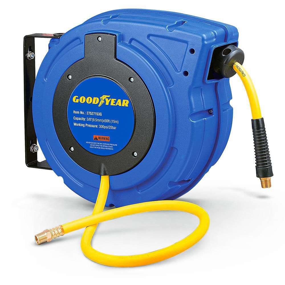 Goodyear 3/8 in. x 50 ft. Polypropylene Air Hose Reel Hybrid Polymer ...