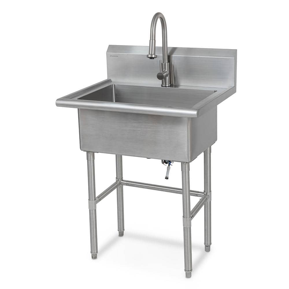 Glacier Bay 30 in. W x 24 in. D Freestanding Stainless Steel 1 ...