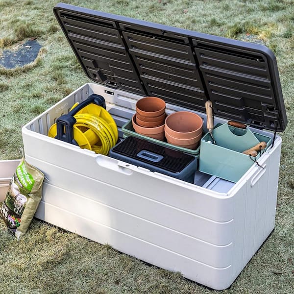 White resin storage bench store
