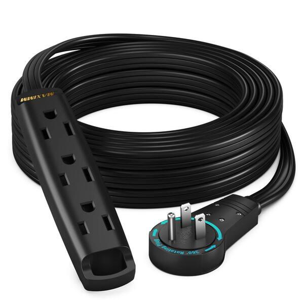 MAXIMM 15 ft. 16/2 Light Duty Indoor Extension Cord 360° Rotating Flat ...