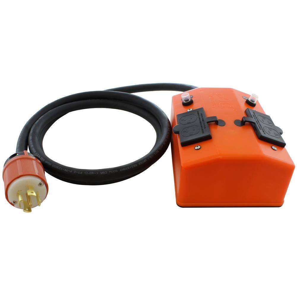 AC WORKS 50 ft. NEMA L21-30 30 Amp 5-Prong Locking Plug to PDU Outlet ...