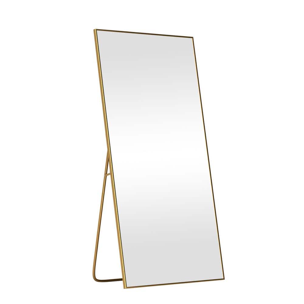 Dovelina 35 in. W x 79 in. H Rectangle Framed Gold Tempered Glass Full ...
