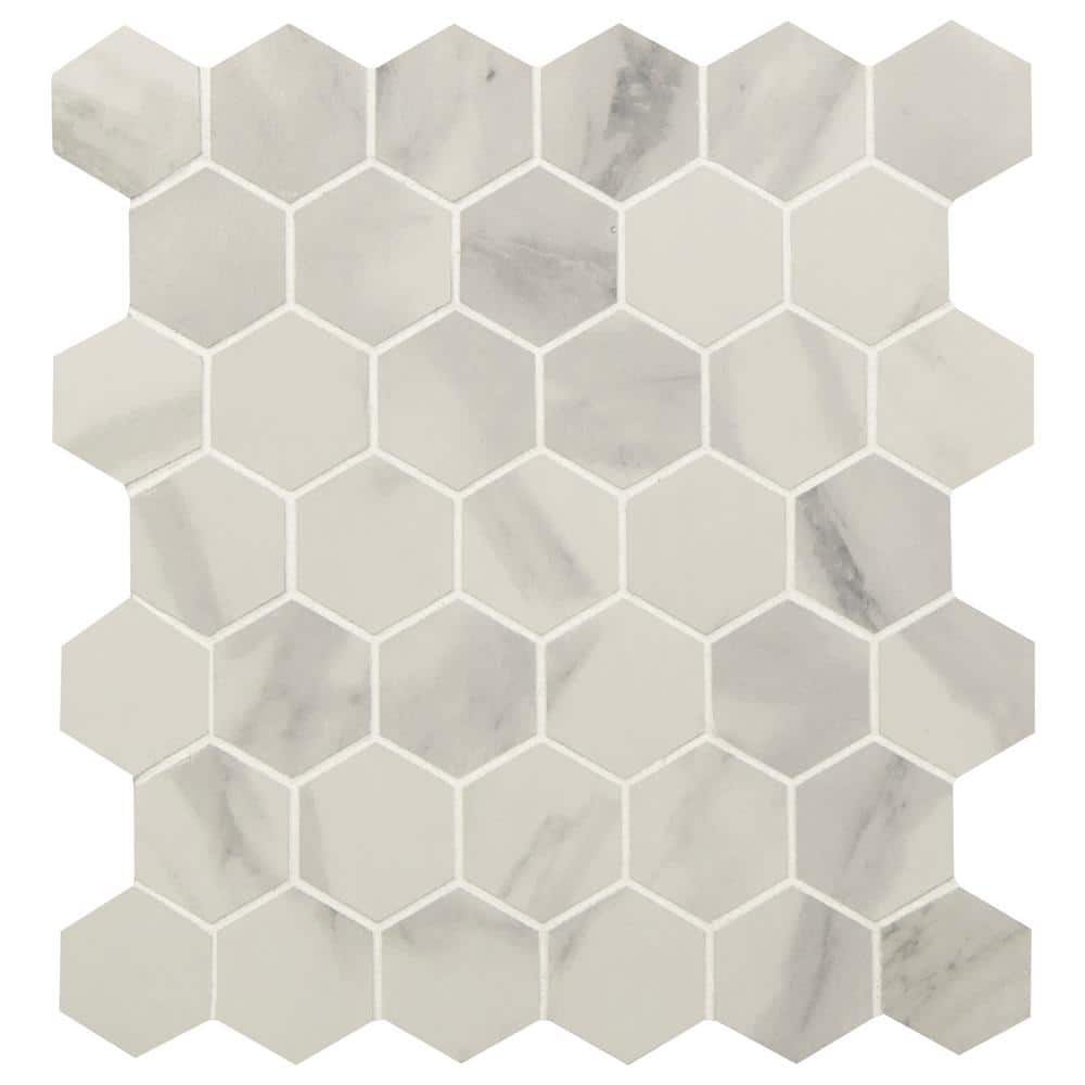 MSI Strata Hexagon 12 in. x 12 in. Matte Ceramic Mesh-Mounted Mosaic ...