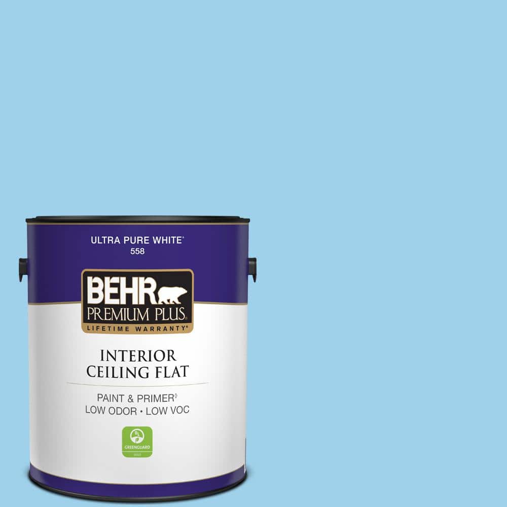 BEHR PREMIUM PLUS 1 gal. #P500-3 Spa Blue Ceiling Flat Interior Paint ...