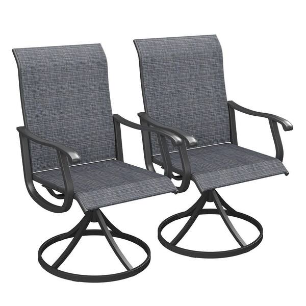 DIFY Dark Grey Swivel Patio Chairs, 360° Outdoor Dining Chairs with ...
