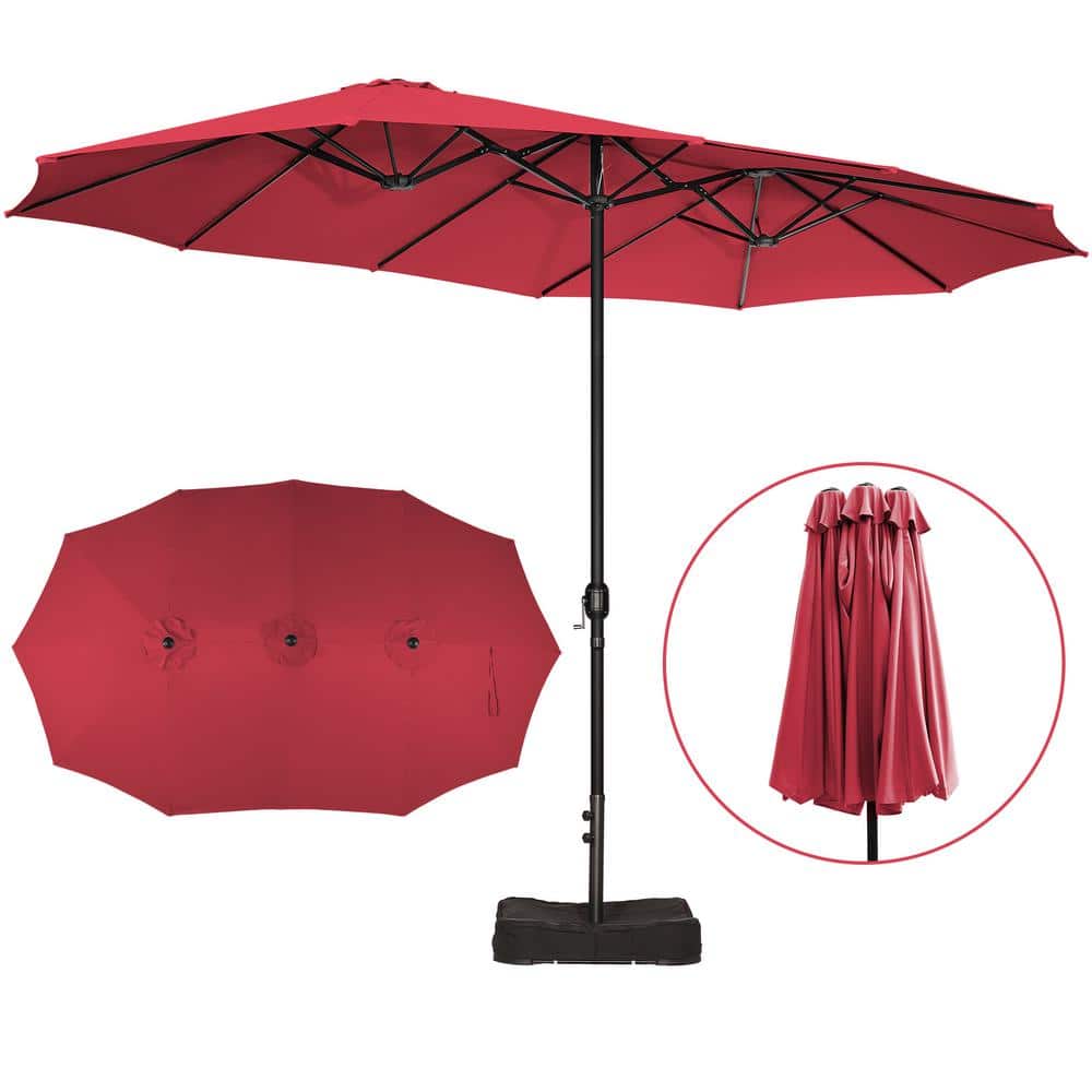 Sun-Ray 15 ft. Steel Triple Canopy Patio Umbrella in Scarlet 201030 ...