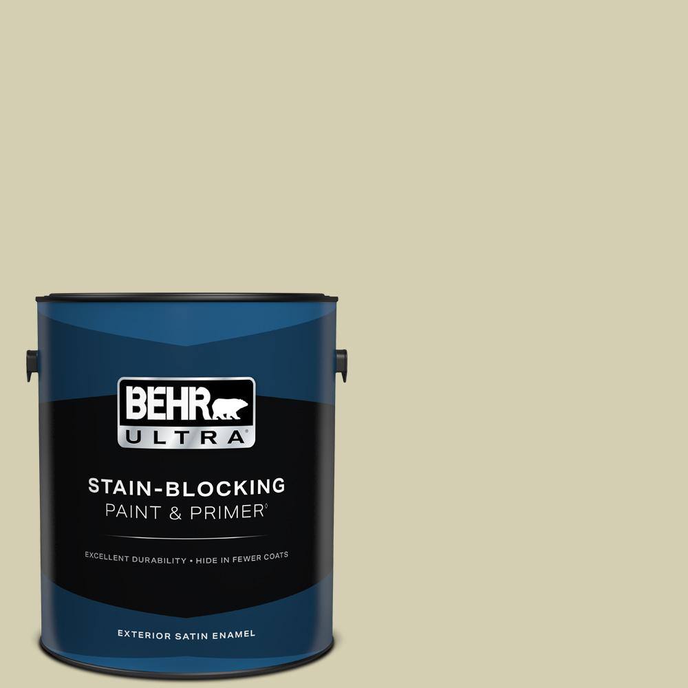 BEHR ULTRA 1 gal. #MQ6-55 Pale Ivy Satin Enamel Exterior Paint & Primer ...