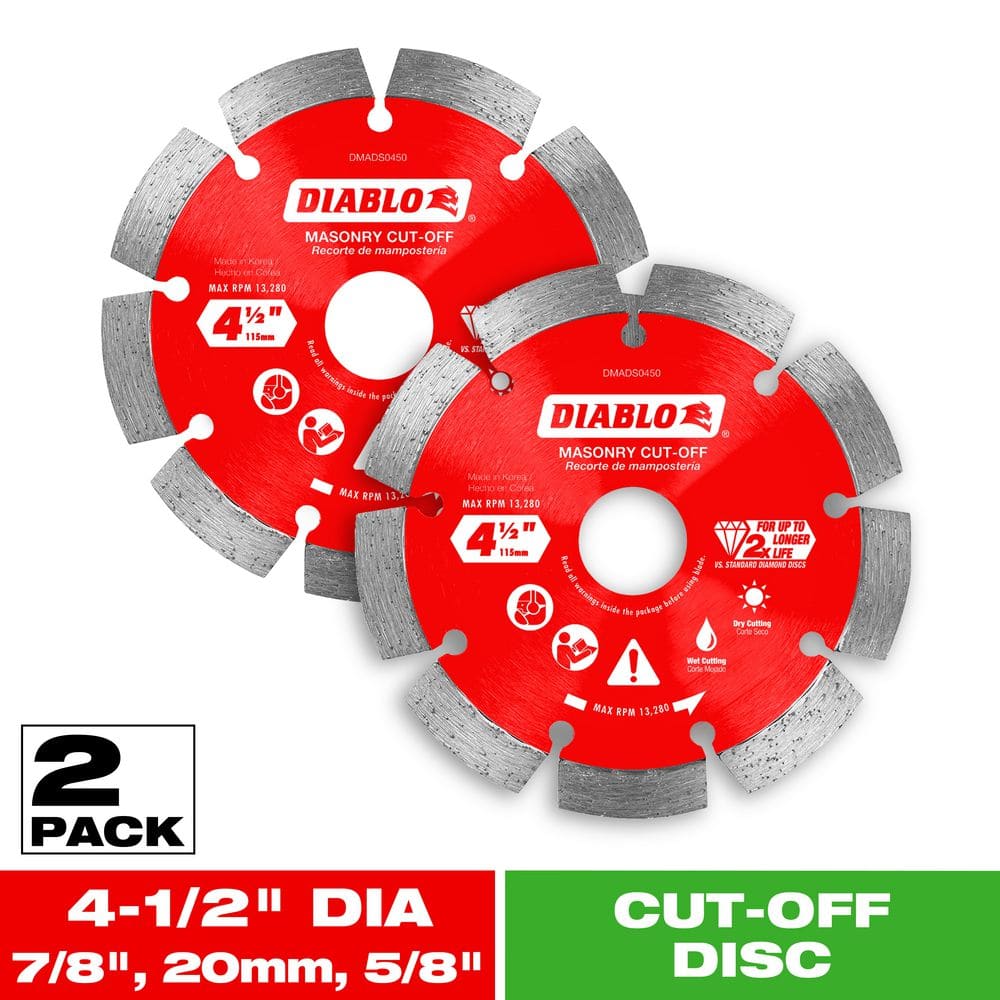 DIABLO 4-1/2 in. Segmented Rim Masonry Diamond Cut Off Blade Value Pack ...