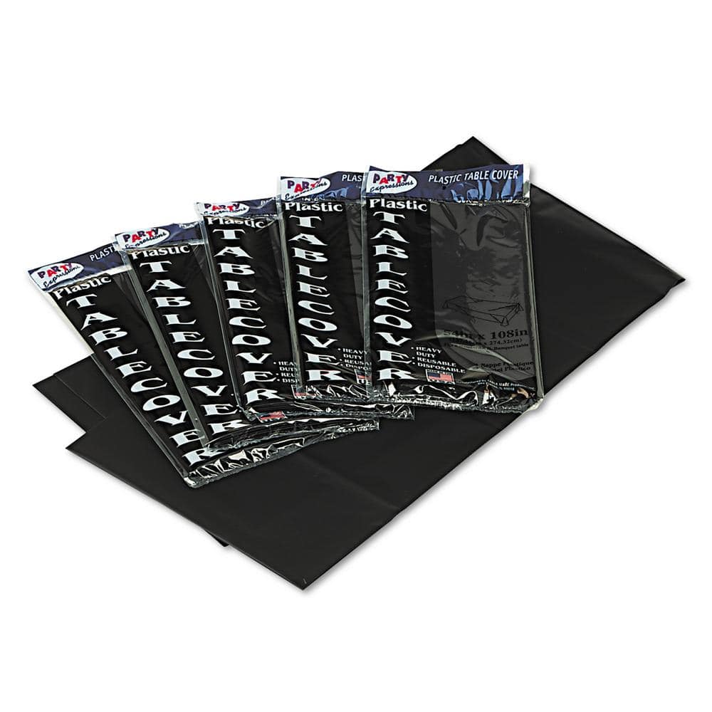 Tablemate Black Disposable Plastic Table Set Rectangular Table Covers ...