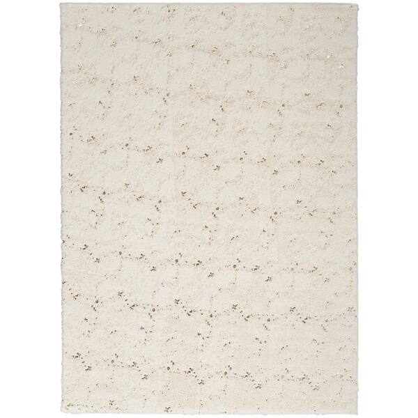 Nourison Cozy Shimmer Ivory 5 ft. x 7 ft. All-over design Contemporary ...