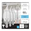 Feit Electric 60-Watt Equivalent BA10 E12 Candelabra Dim White Filament Clear Glass Chandelier ...
