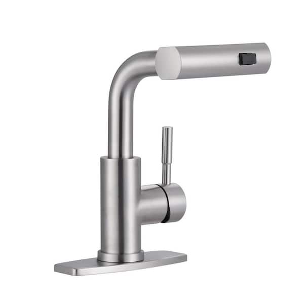 WOWOW 11.3 in. Single Handle Pull Down Sprayer Kitchen Faucet with Advanced Spray and 360° Spout ...