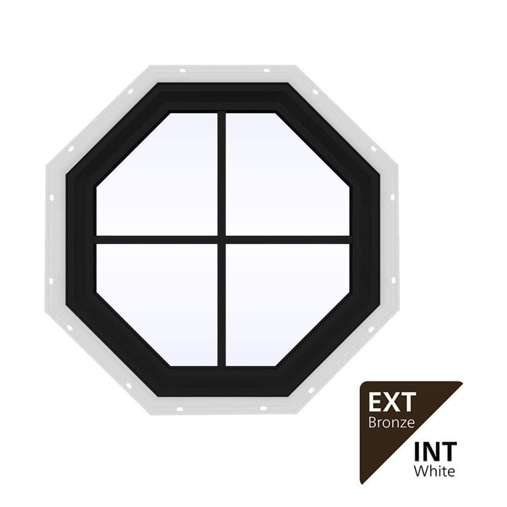 JELD-WEN 24 in. x 24 in. V-2500 Series Bronze Exterior/White Interior ...