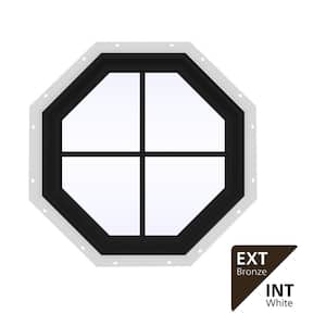 JELD-WEN 23.5 in. x 23.5 in. V-2500 Series White Vinyl Fixed Octagon ...