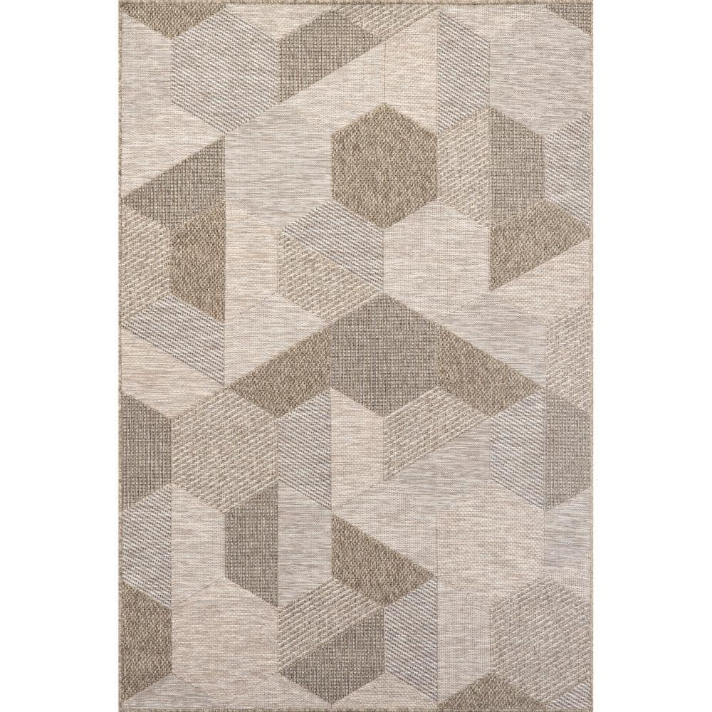 nuLOOM Imogene Geometric Tan 4 ft. x 6 ft. Indoor/Outdoor Area Rug ...
