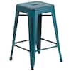 Flash Furniture 24 in. Distressed Blue Metal Bar Stool ETBT350324KB ...