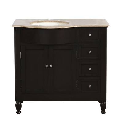 Silkroad Exclusive 72 in. W x 22 in. D Vanity in Dark Walnut with Stone ...
