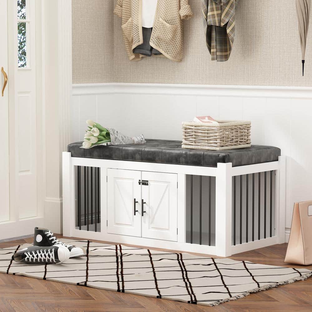 FUFU&GAGA Modern Bed End Bench Dog Crate, Dog Kennel Indoor Wooden ...
