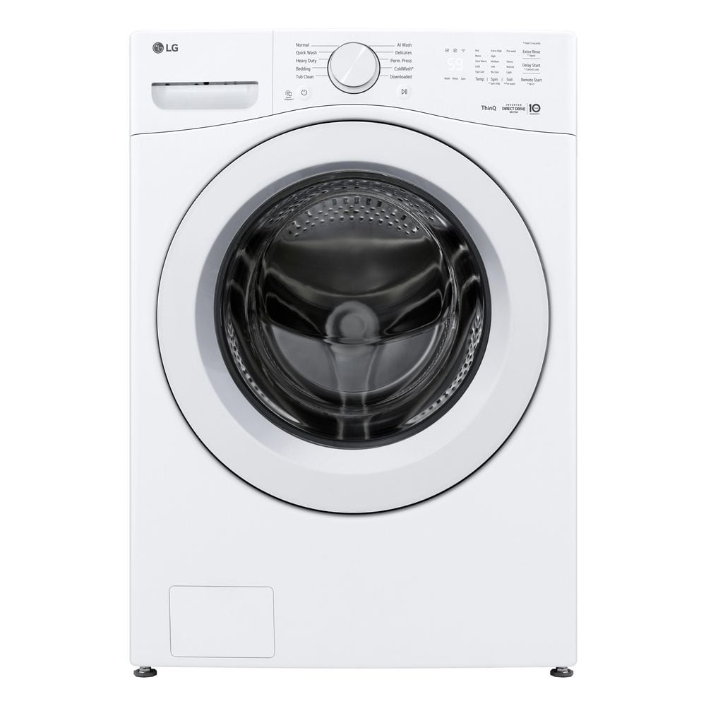 LG 4.5 Cu. Ft. Ultra Large Front Load Washer in White with AI Wash and ...