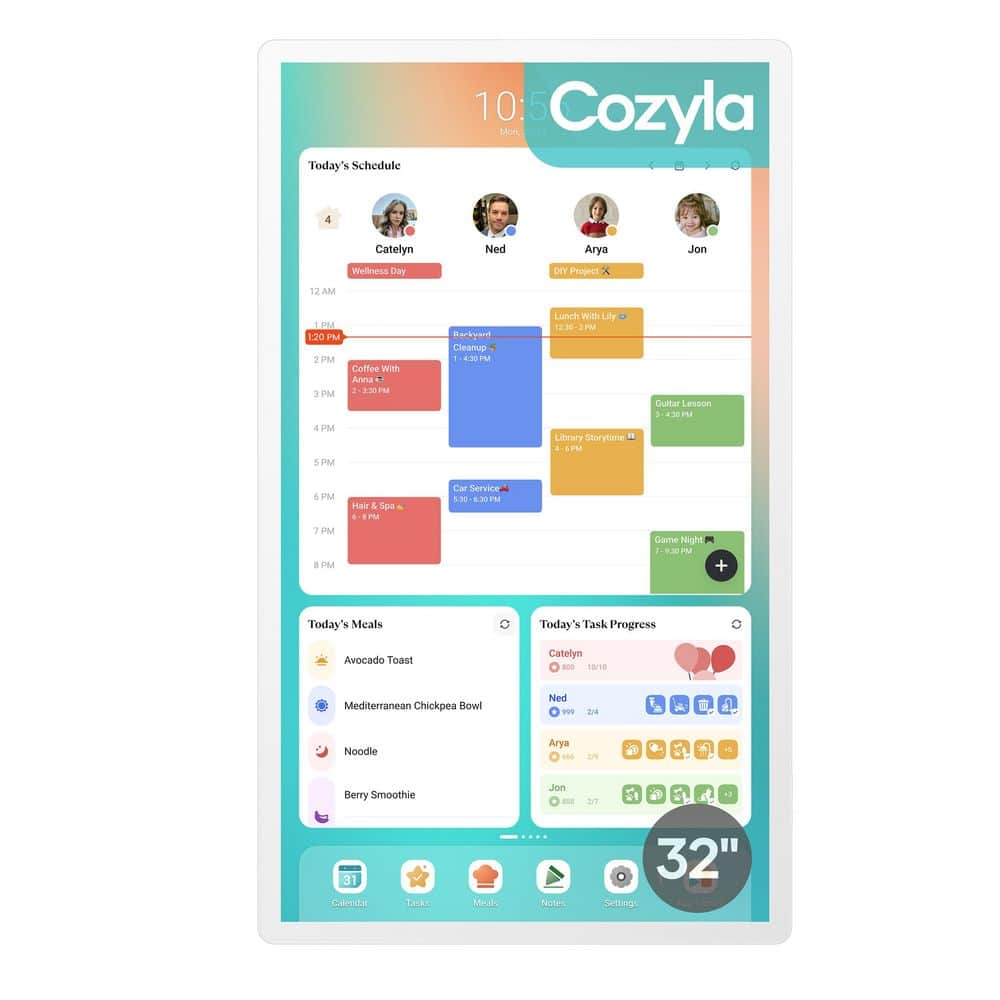 Cozyla Calendar+ Gen2 32-in. FHD Digital Picture Frame, White ...