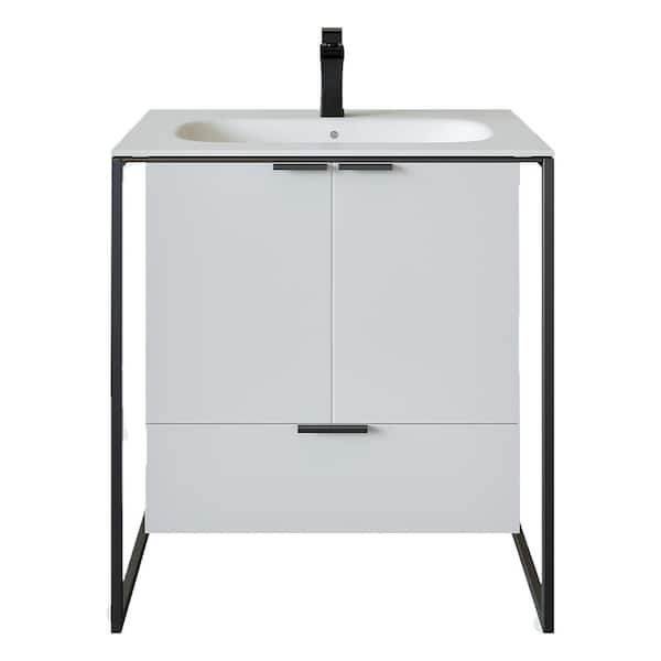 Eviva Moma 32 in. W x 18 in. D x 34 in. H Bathroom Vanity in White with ...