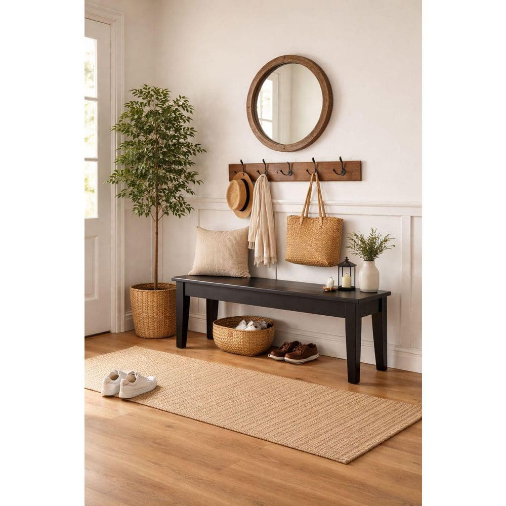 Boraam Shaker Black Dining Bench Backless 44in. 36318 - The Home Depot