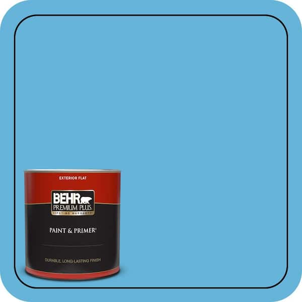 BEHR PREMIUM PLUS 1 qt. #540B-5 Riviera Blue Flat Exterior Paint ...