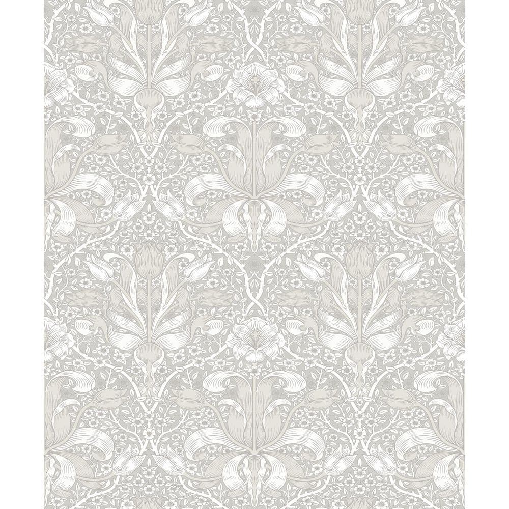 A-Street Prints Grey Spring Thicket Tulip Damask Wallpaper 4171-82065 ...