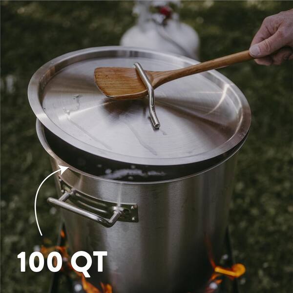 100 Gallon Stainless Steel Pot Glass Lid With Stainless Steel Handle