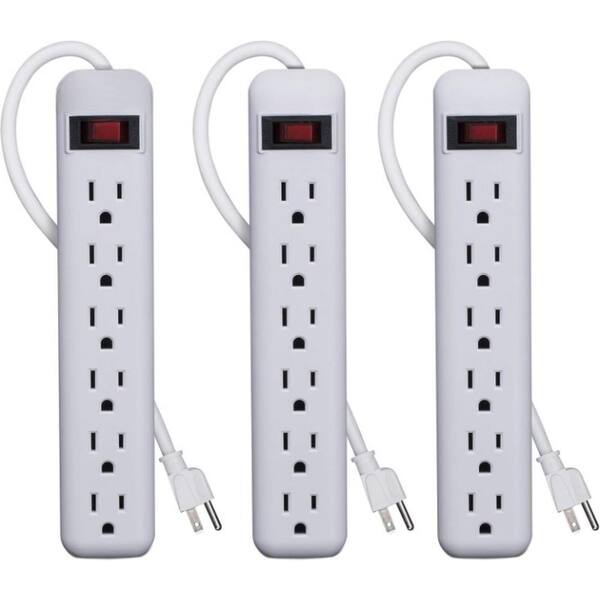 EKIEUDL 6-Outlet Power Strip with 3 ft. Cord Length and Overload ...