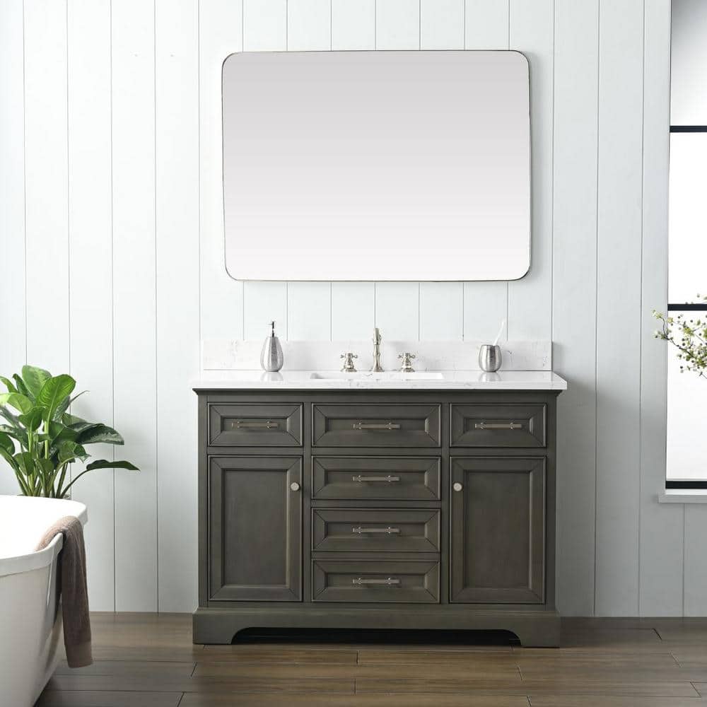 SUDIO Thompson 48 in. W x 22 in. D Bath Vanity in Silver Gray with ...