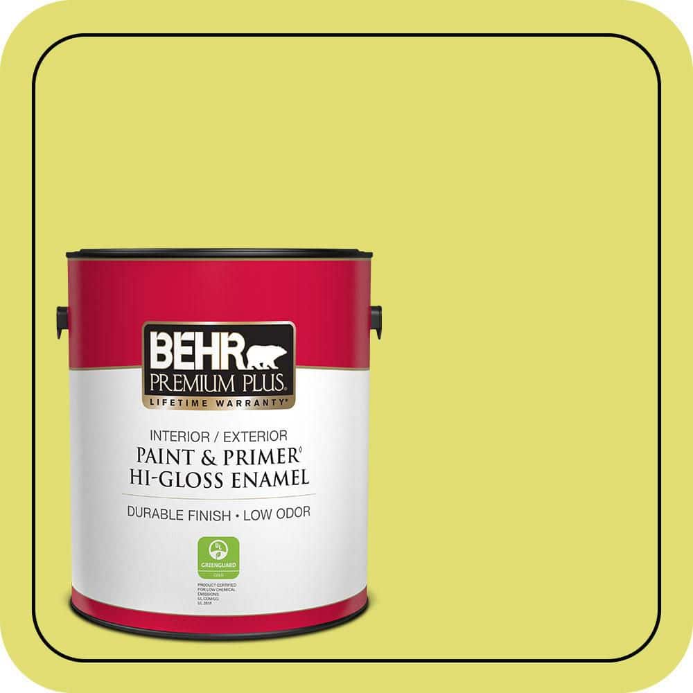 BEHR PREMIUM PLUS 1 gal. #400B-4 Citron Hi-Gloss Enamel Interior ...