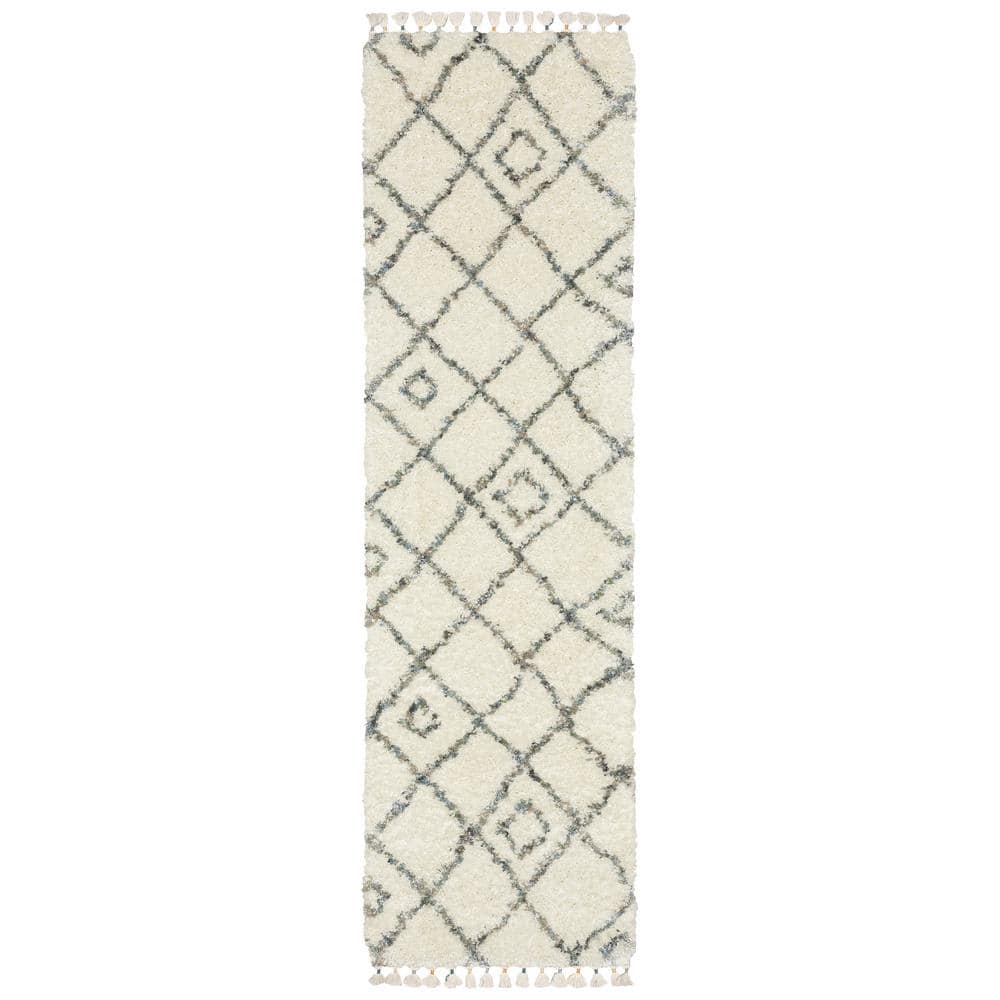 AVERLEY HOME Avalon Ivory/Multi-Colored 2 ft. x 8 ft. Geometric Diamond ...