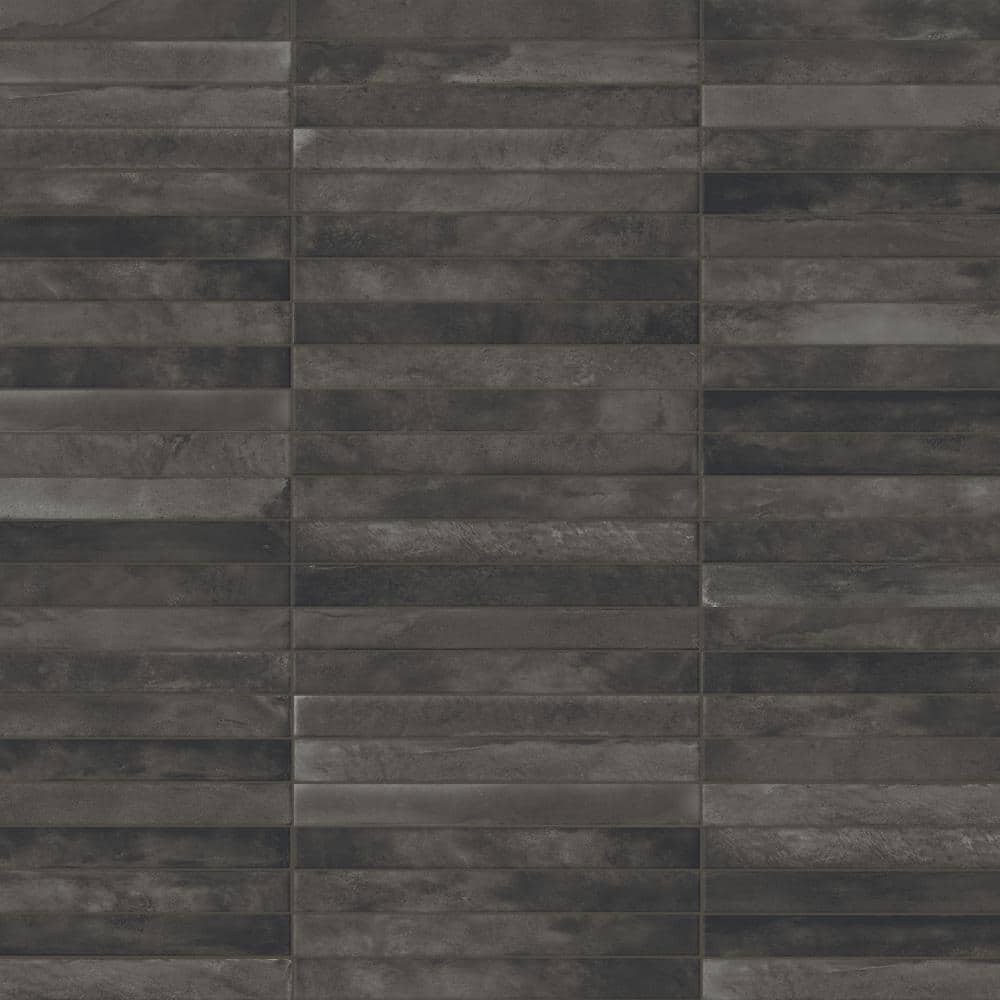 Merola Tile Sedona Charcoal 1-7/8 in. x 17-3/4 in. Porcelain Floor and ...