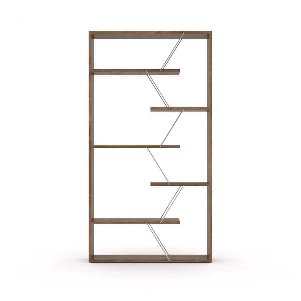 33 in. Wide Walnut/Chrome Bookcase B727-BOOK-WALNU - The Home Depot