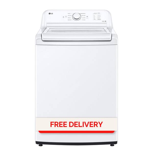 LG 4.1 cu. ft. Top Load Washer in White with 4-way Agitator, NeveRust Drum, SlamProof Glass Lid ...