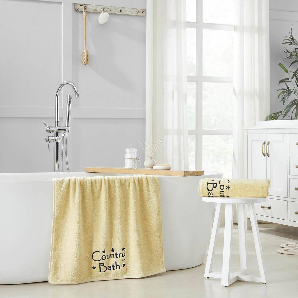 VHC Brands Country Bath Soybean Crème Navy Stars 100% Cotton Bath Towel ...