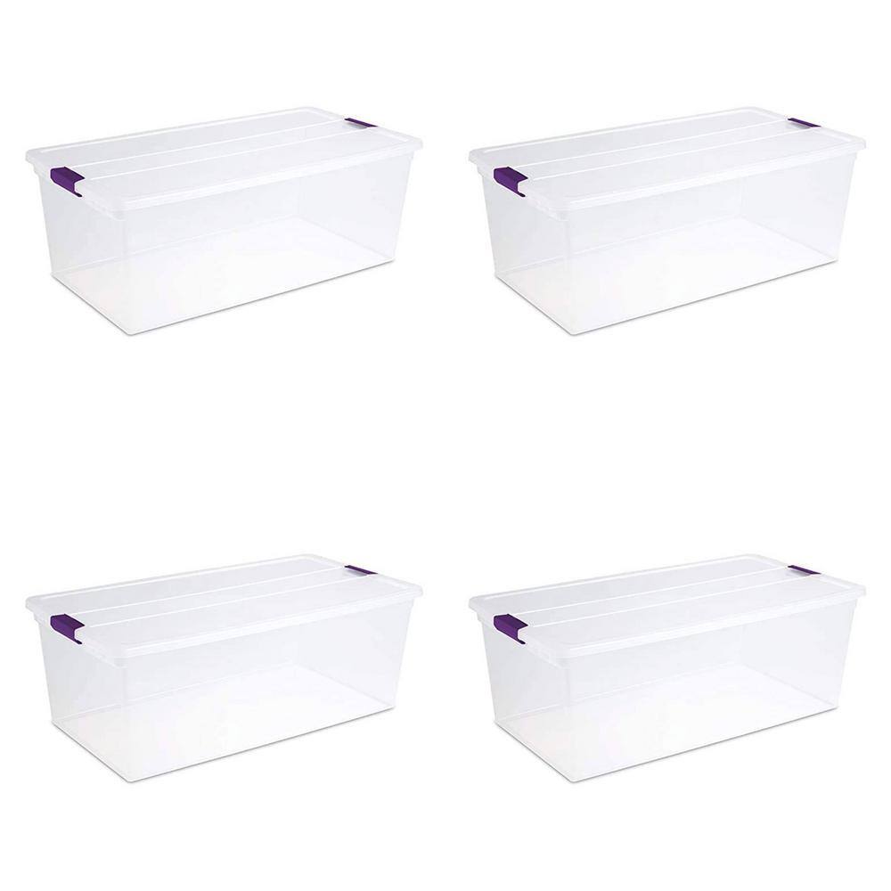 Sterilite 110-Qt. Clear Storage Box w/Secure Latching Lid, (4 Pack) 4 x ...
